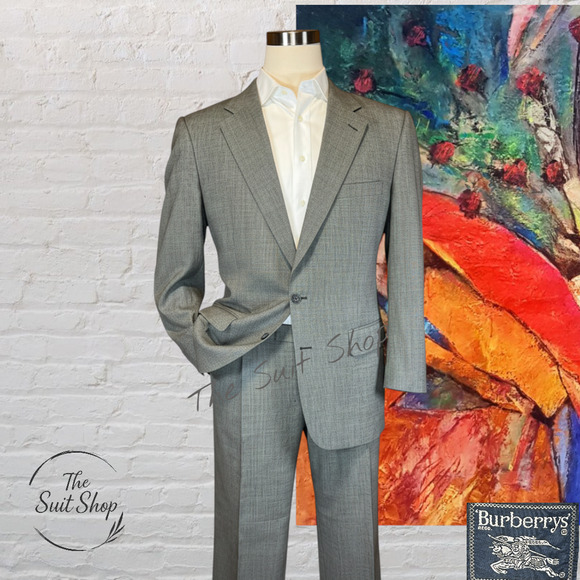Burberry | Suits & Blazers | Vintage Burberry Mens 44r 4x3 Gray Micro ...
